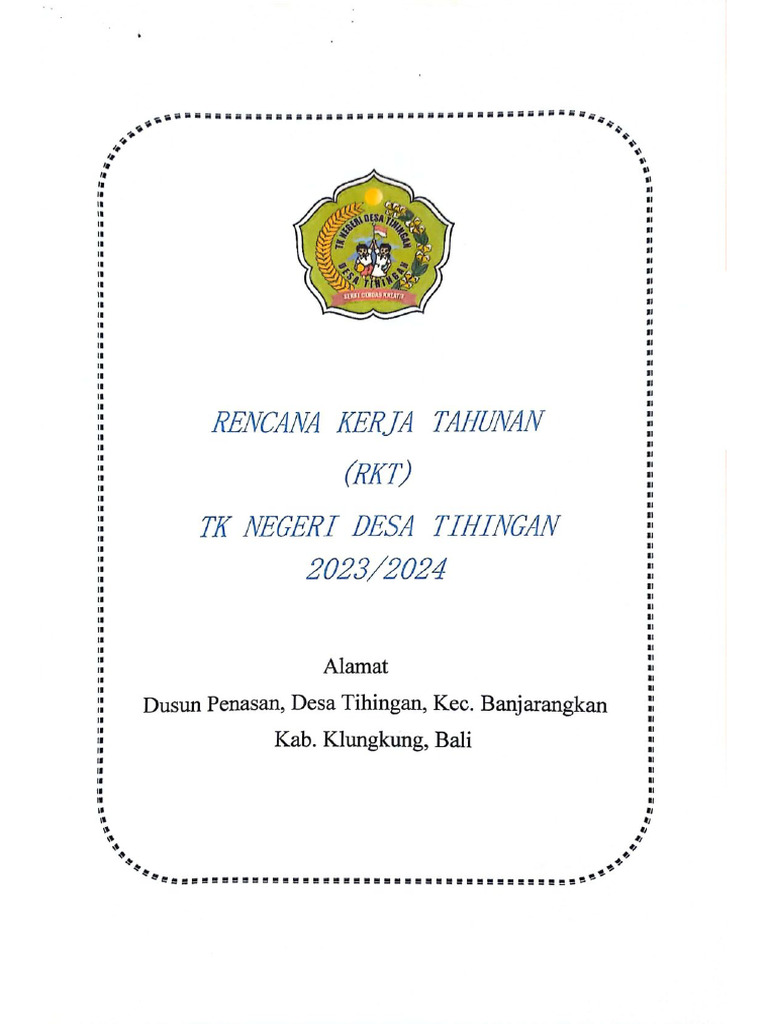 Rencana Kerja Tahunan (RKT) | PDF