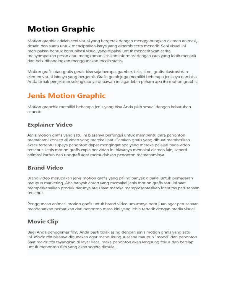 Panduan Lengkap Motion Graphic | PDF | Seni