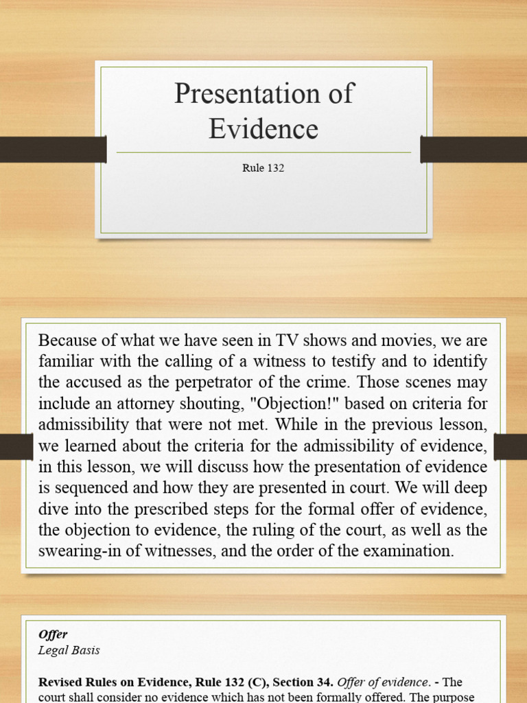 LESSON 8. Rule 132 Presentation of Evidence | Download Free PDF ...