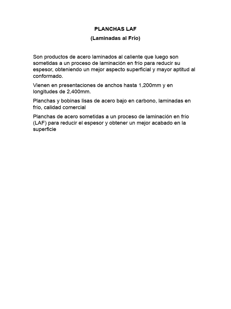 Planchas Laf | PDF