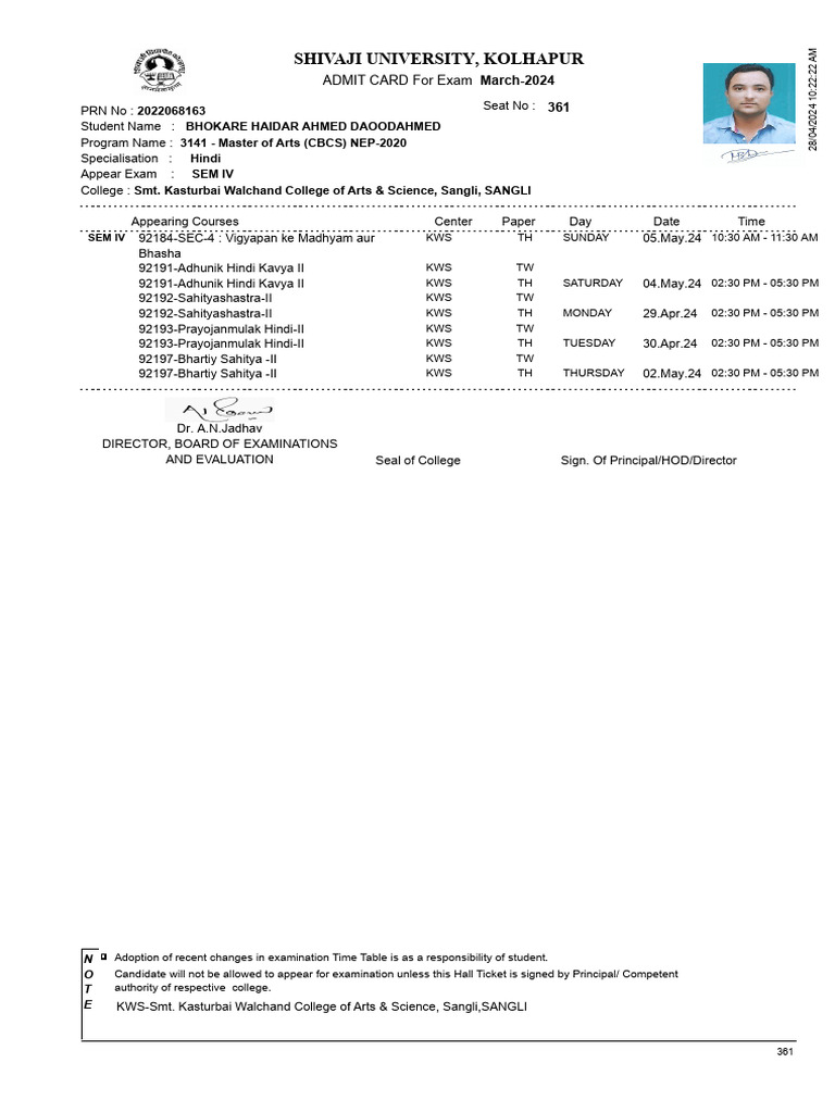 Shivaji University, Kolhapur: Hindi | PDF