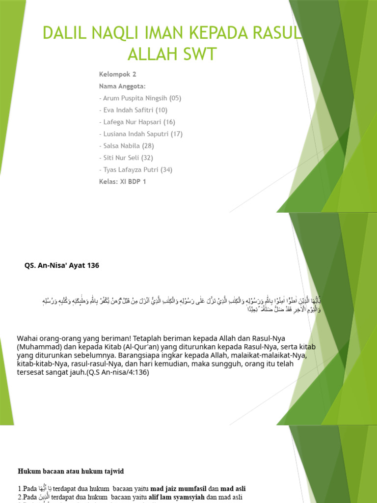 Dalil Naqli Iman Kepada Rasul Allah SWT | PDF