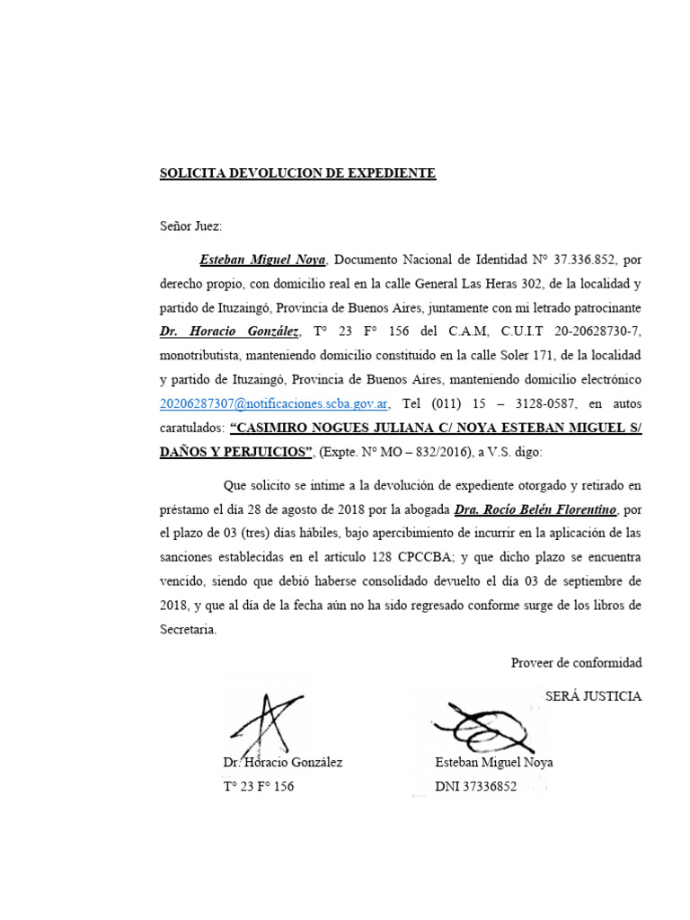 Solicita Devolucion de Expediente | PDF