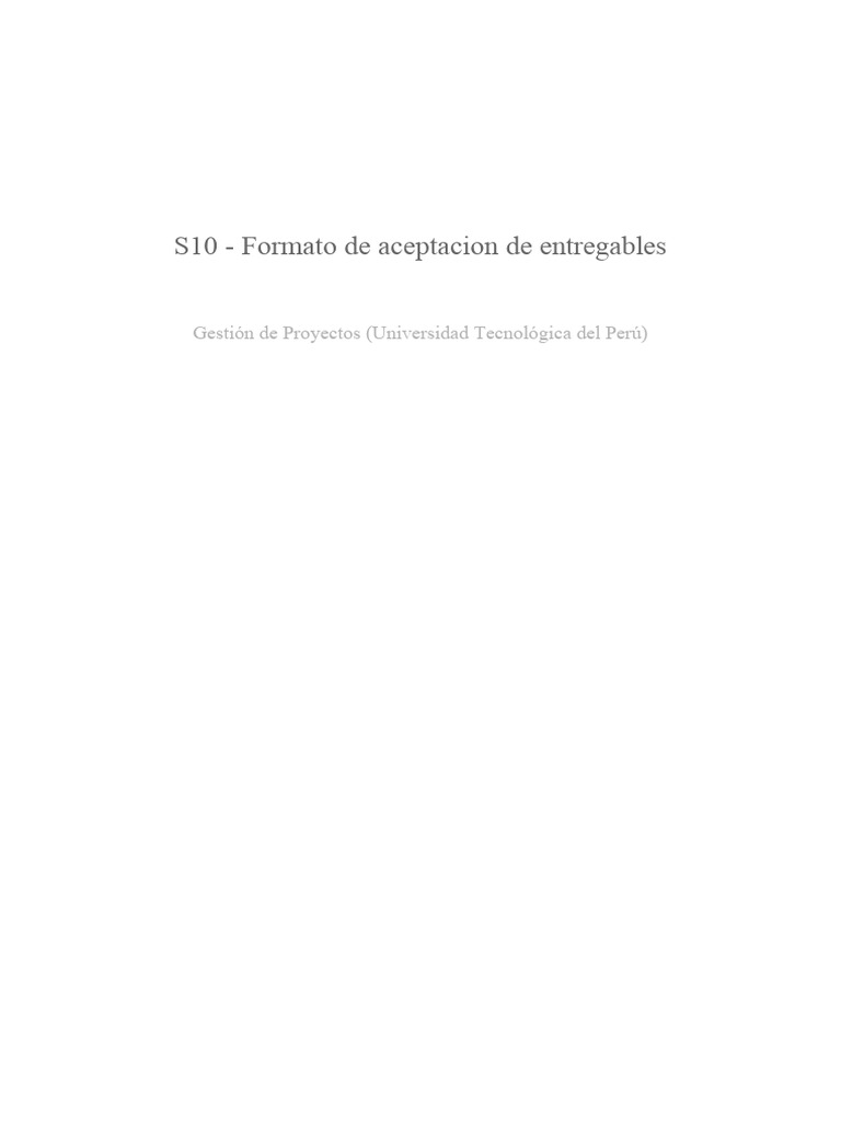 s10 Formato de Aceptacion de Entregables | PDF