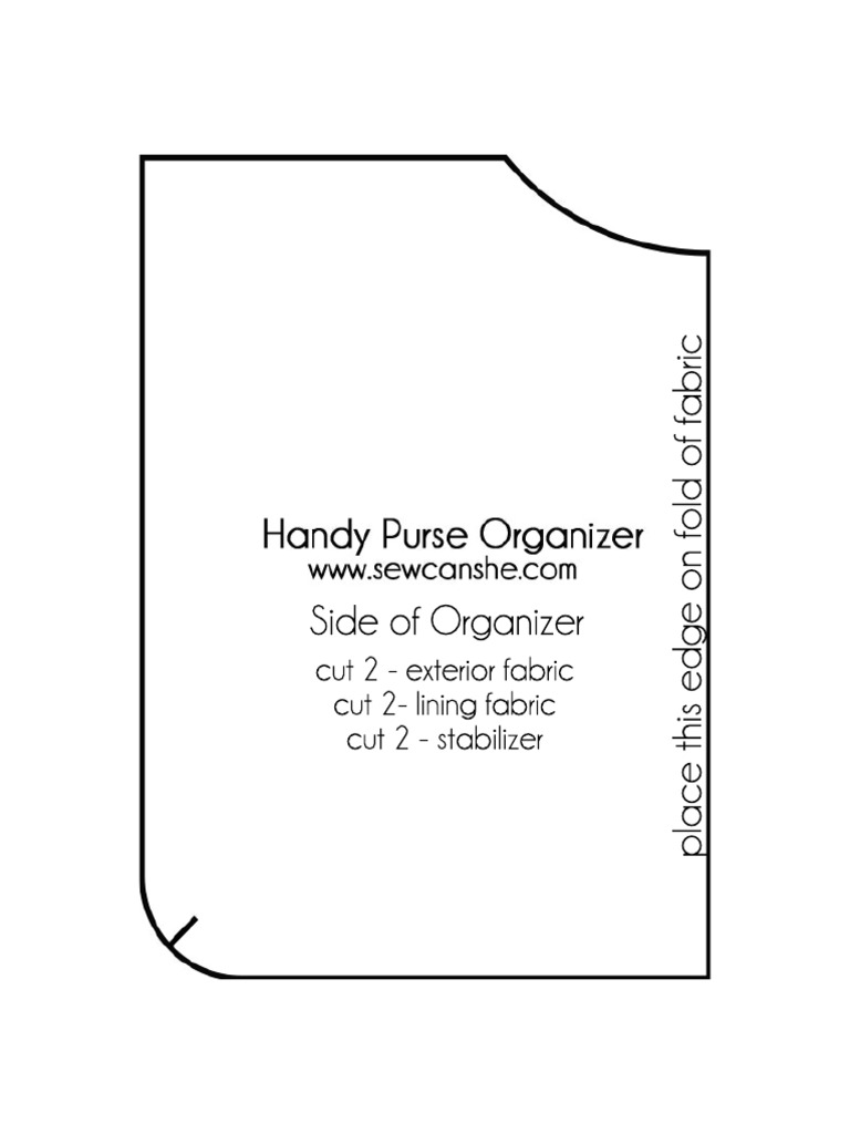 Handy Purse Organizer Pattern Pieces | PDF
