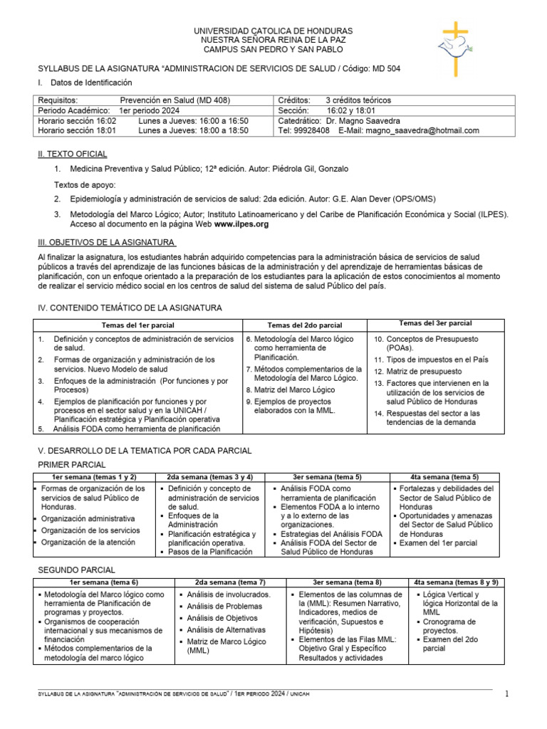 Syllabus Adm Servicios de Salud | Descargar gratis PDF | Análisis FODA ...