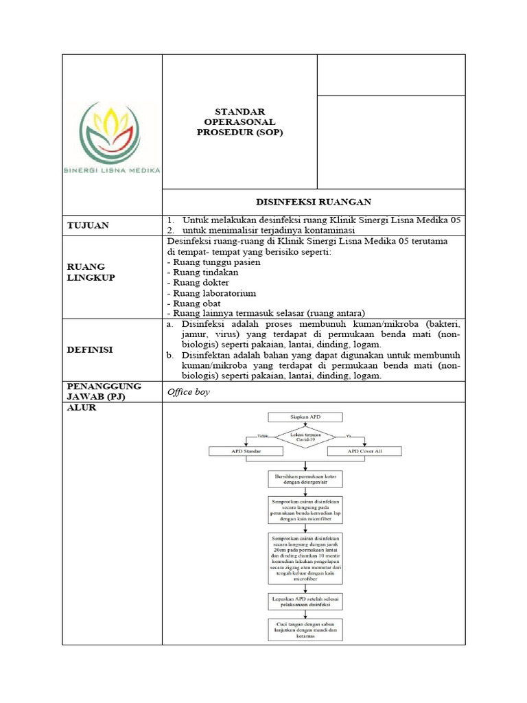 28 SOP Disinfeksi Ruangan | PDF