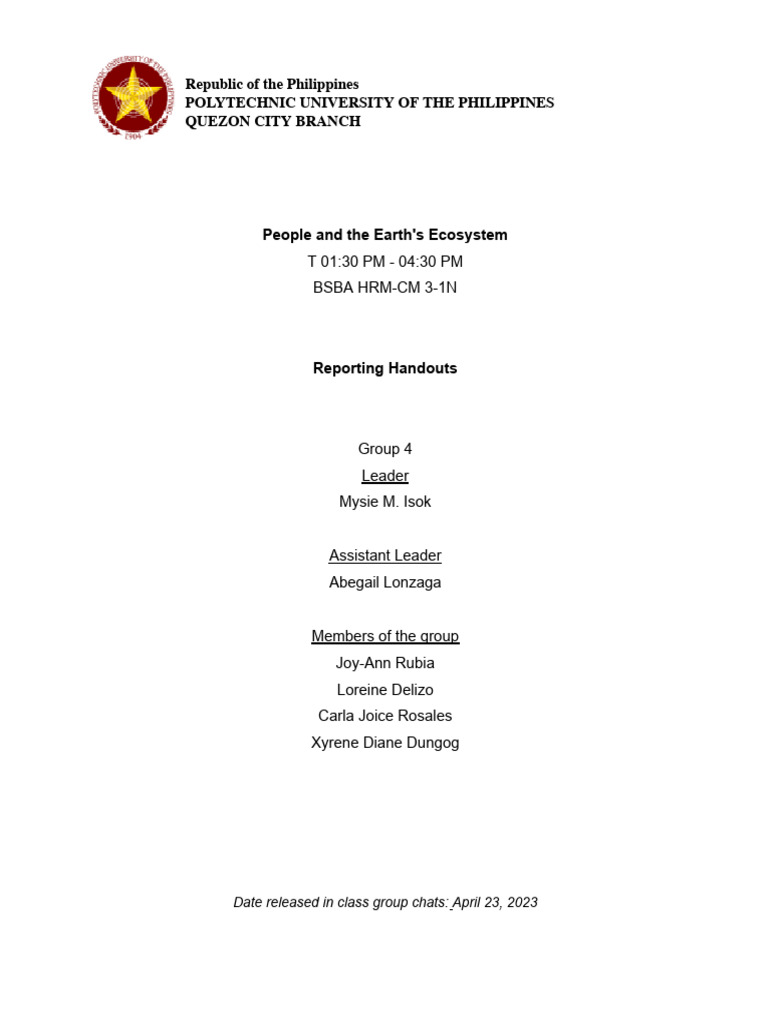 Group 4 - Reporting Handouts | PDF | Forests | Desert