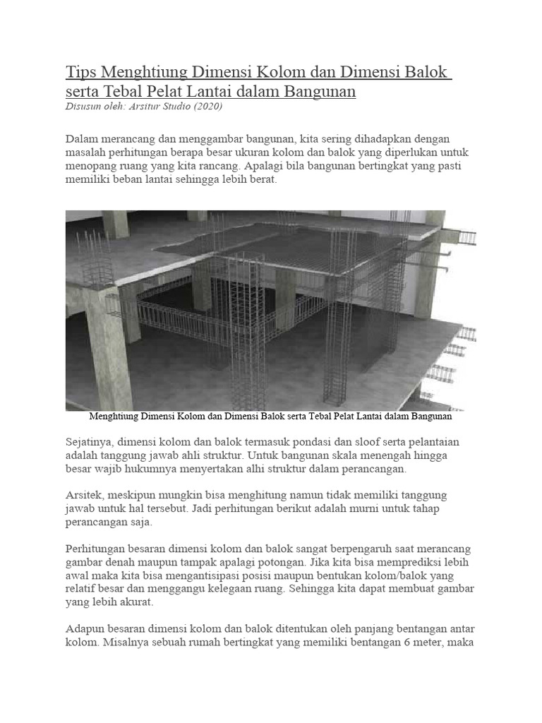 Tips Menghtiung Dimensi Kolom Dan Dimensi Balok Serta Tebal Pelat ...