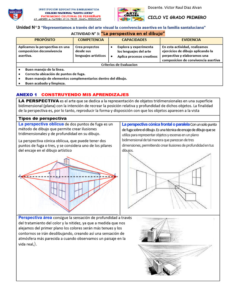 Arte y Cultura Actividad 3 Unidad 3 | PDF | Perspectiva (Gráfica) | Dibujo