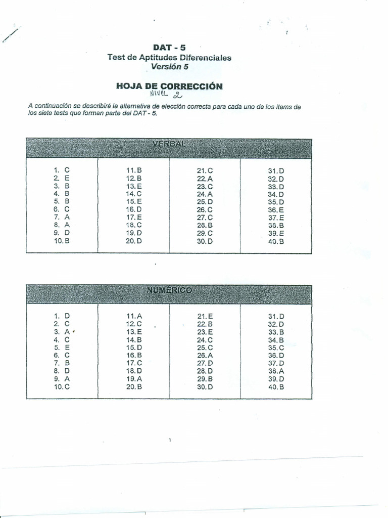 Hoja de Respuesta Dat 5 | PDF