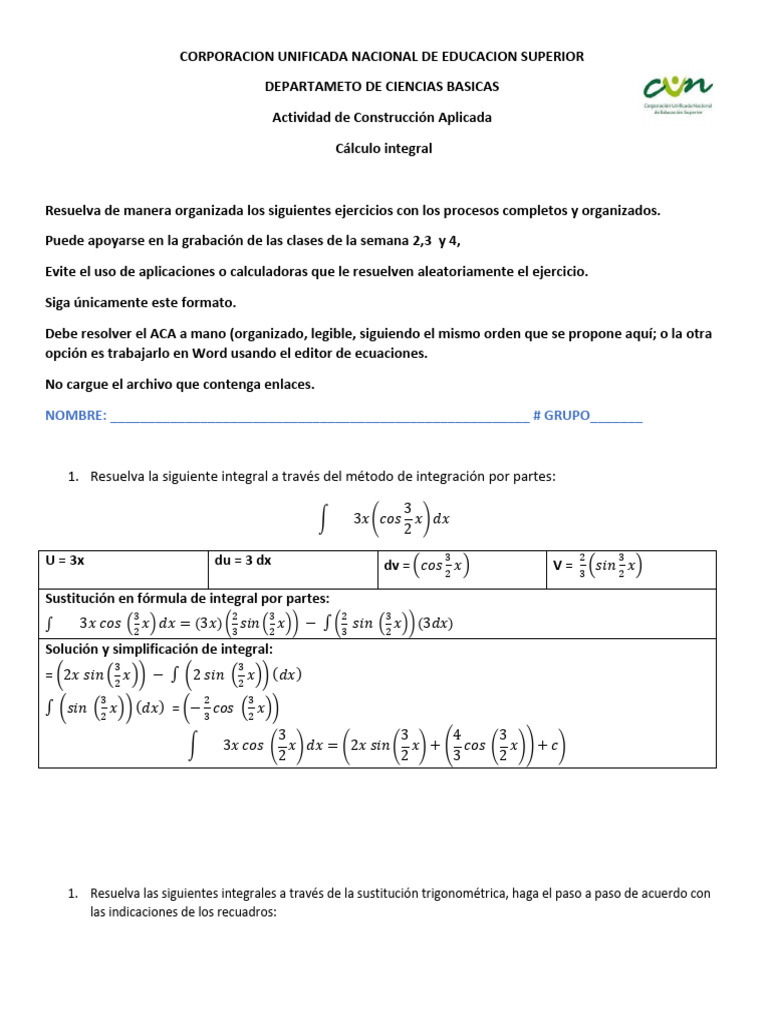 Aca 2 Calculo Resuelto | PDF | Integral | Funciones y mapeos