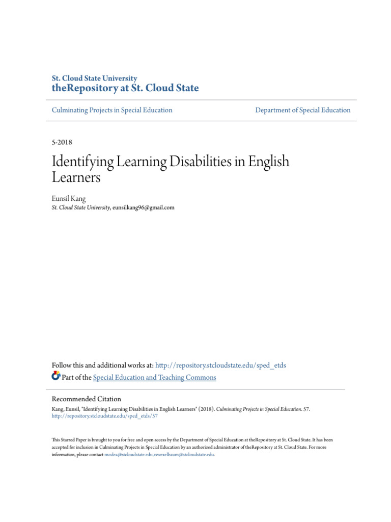 Identifying Learning Disabilities in English | PDF | Learning ...