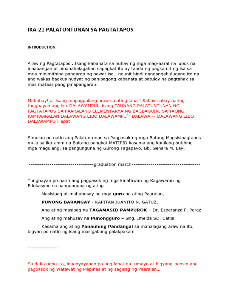 Script Graduation | PDF