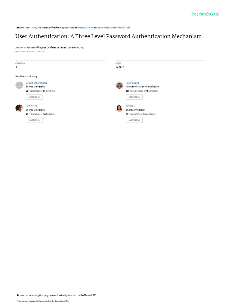 UserAuthentication 2020 J. Phys. Conf. Ser. 1712 012005 | PDF | Password | Dynamic Web Page