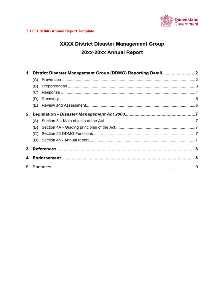 T1091 DDMG Annual Report Template | PDF | Emergency Management | Emergency