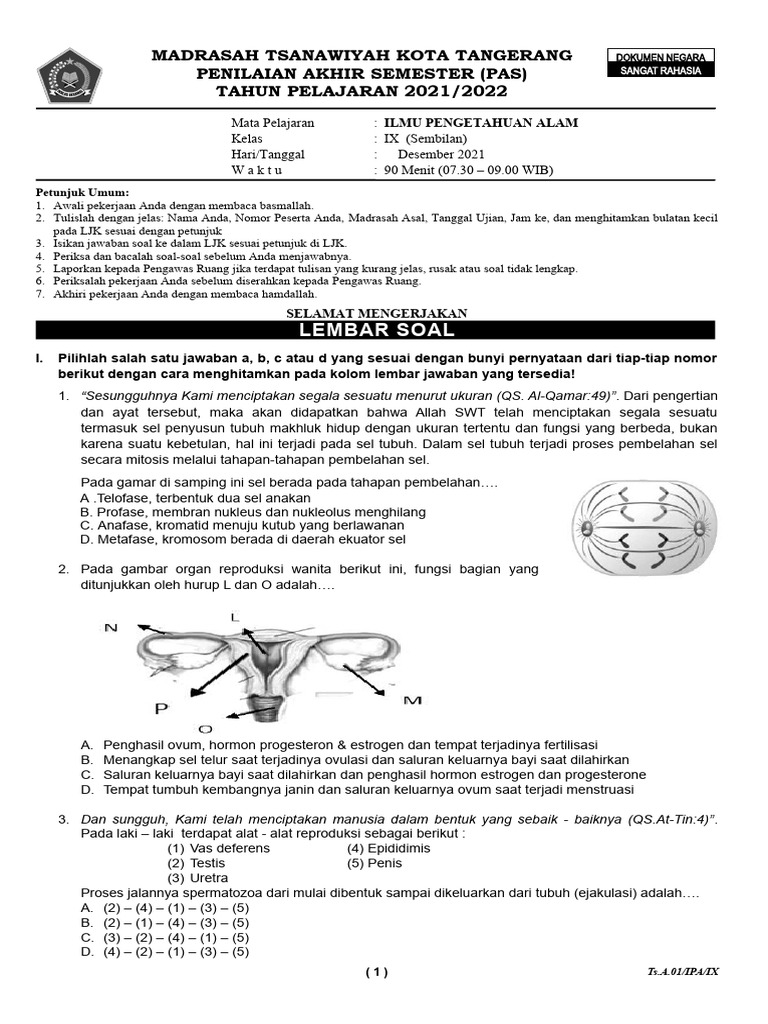 Soal Pas Ipa 9 2021 | PDF | Kajian Bahasa Asing | Kesehatan Holistik