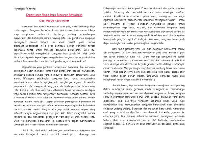 Kepentingan Memelihara Bangunan Bersejarah | PDF Kepentingan Memelihara Bangunan Bersejarah | PDF