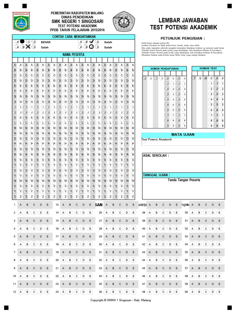 Dokumen - Tips - LJK 60 Soal SMK 1 SGSPDF | PDF