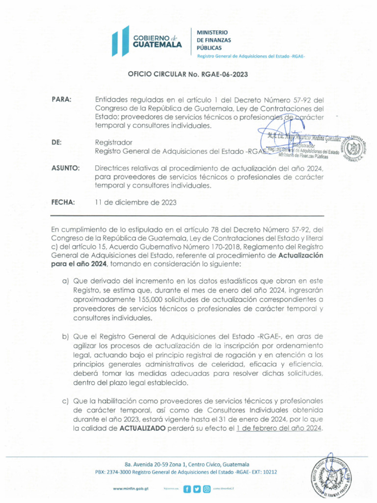 Oficio Circular No. RGAE 06 RGAE No 07 | PDF