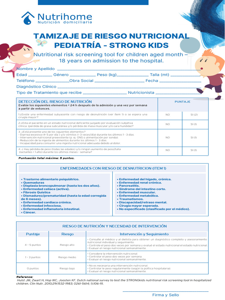 Tamizaje Nutricional STRONGkids | PDF | Medicina CLINICA | Enfermedades ...