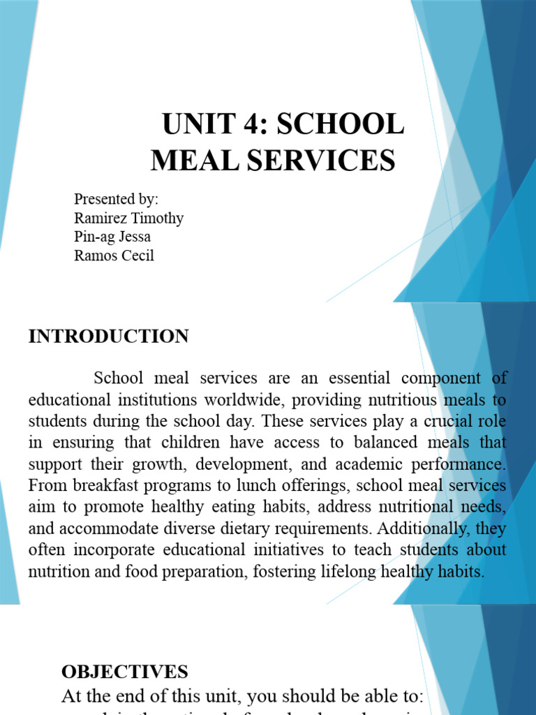 UNIT 4 School Meal Services | Download Free PDF | School Meal | Meal