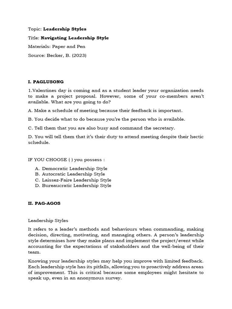 Leadership Style | PDF | Leadership | Transformational Leadership