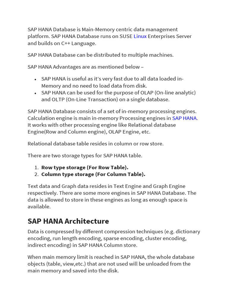 Sap Hana Database Download Free Pdf Databases Computer Data Storage