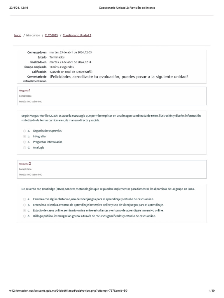 Curso Del Manejo y Dominio Del Lenguaje y La Cultura Digital Cuestionario Unidad 2 | PDF ...