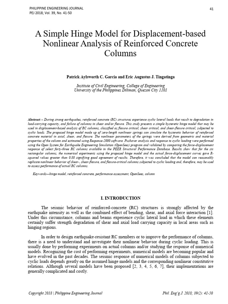 A Simple Hinge Model For Displacement Ba | PDF | Strength Of Materials ...