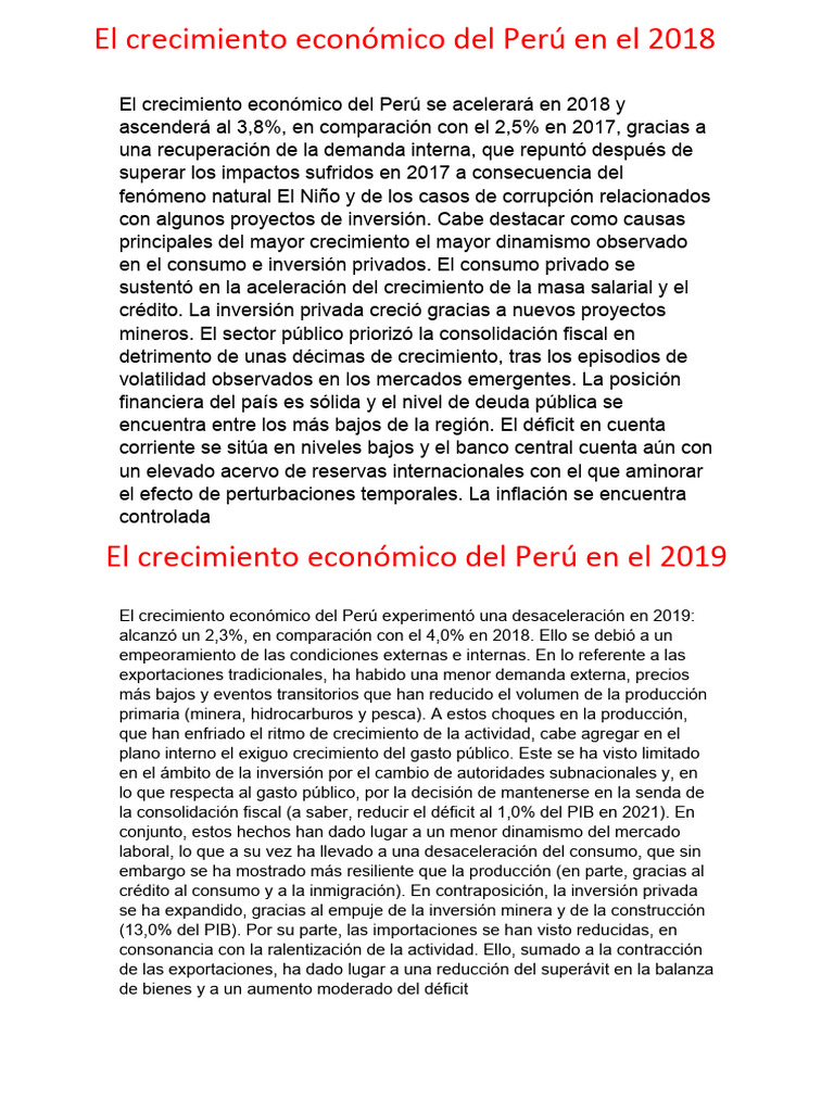 Crecimiento Económico del Perú 2018-2023 | PDF | Inflación | Perú