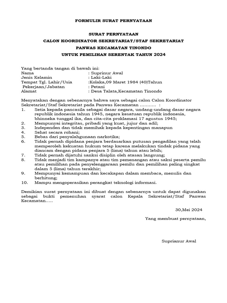 Surat Pernyataan Independensi - FIX | PDF Surat Pernyataan Independensi - FIX | PDF