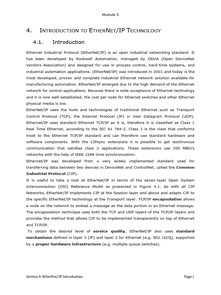 Intro To EthernetIP Technology | PDF | Computer Network | Ethernet