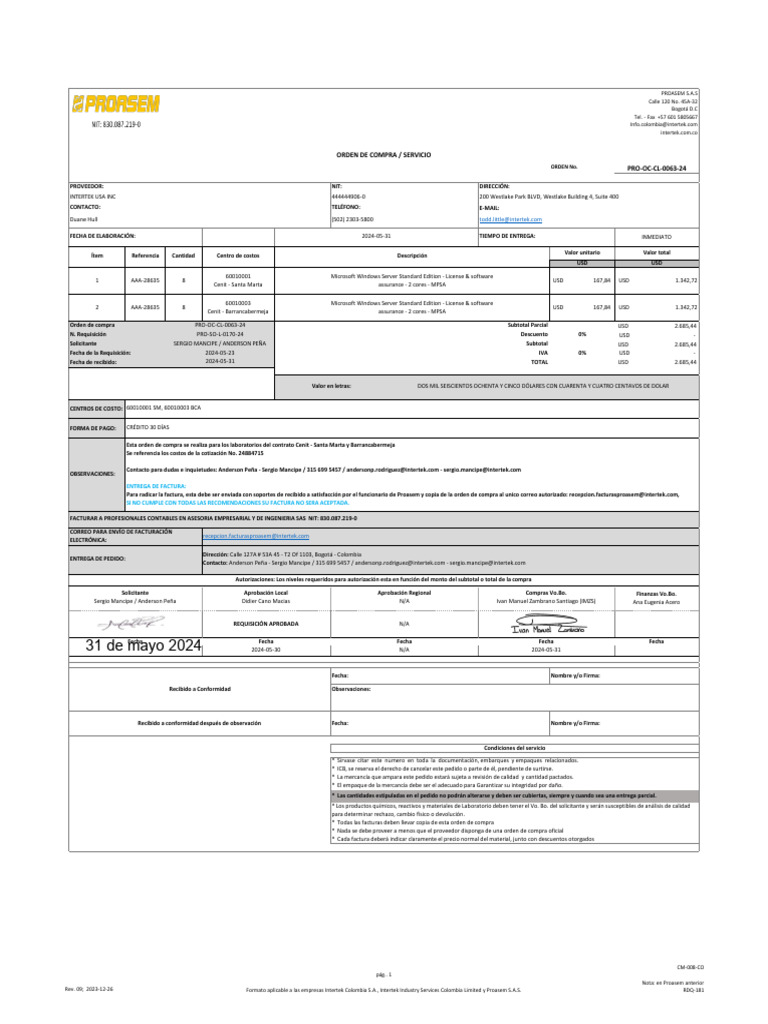 Pro Oc CL 0063 24 Intertek Usa Inc | PDF