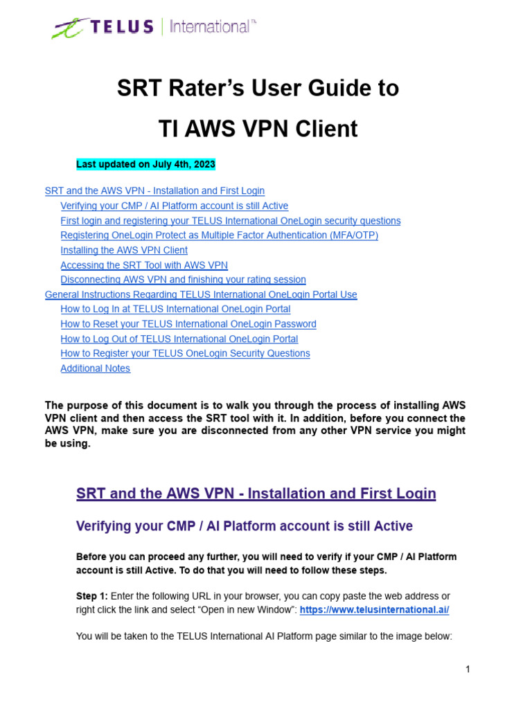 AWS VPN Client Setup Guide for TI Users | PDF | Login | Password