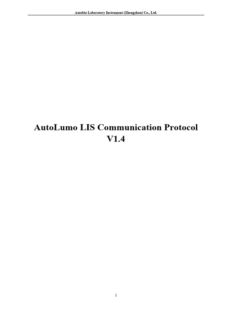 1 AutoLumo LIS Communication Protocol (V1.4) -英文版 | Download Free PDF | Port (Computer ...