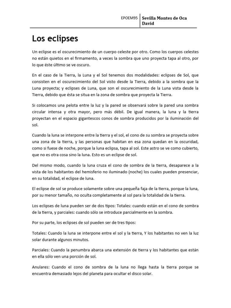 Eclipses | PDF | Eclipse | Luna