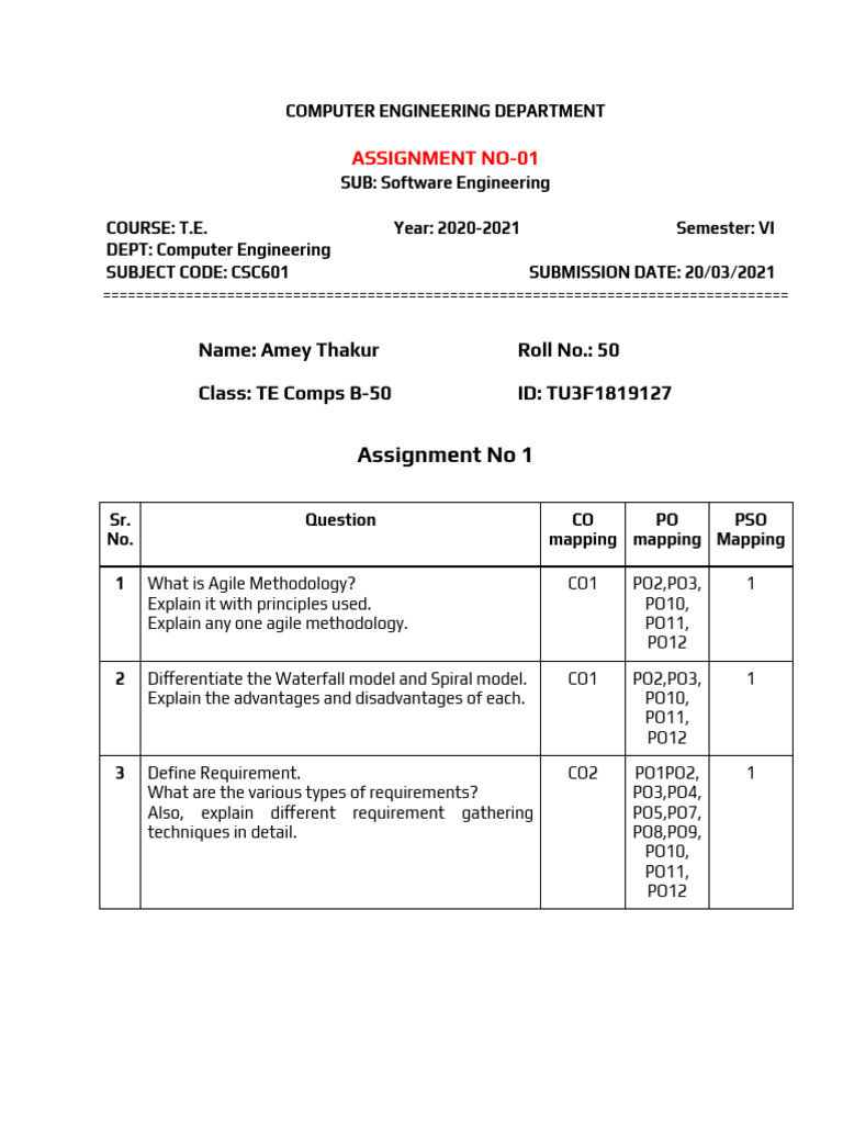 Amey B-50 SE Assignment-1 | PDF | Computer Engineering | Systems Engineering