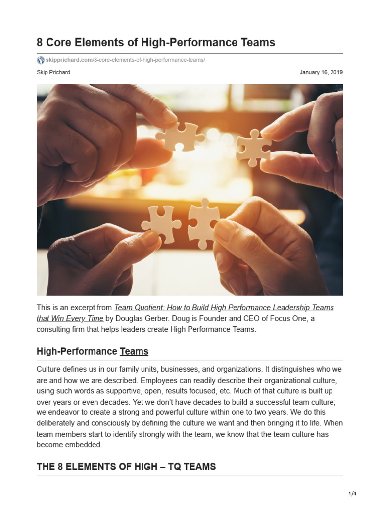 4 Skipprichard - Com-8 Core Elements of High-Performance Teams | PDF | Goal | Behavioural Sciences