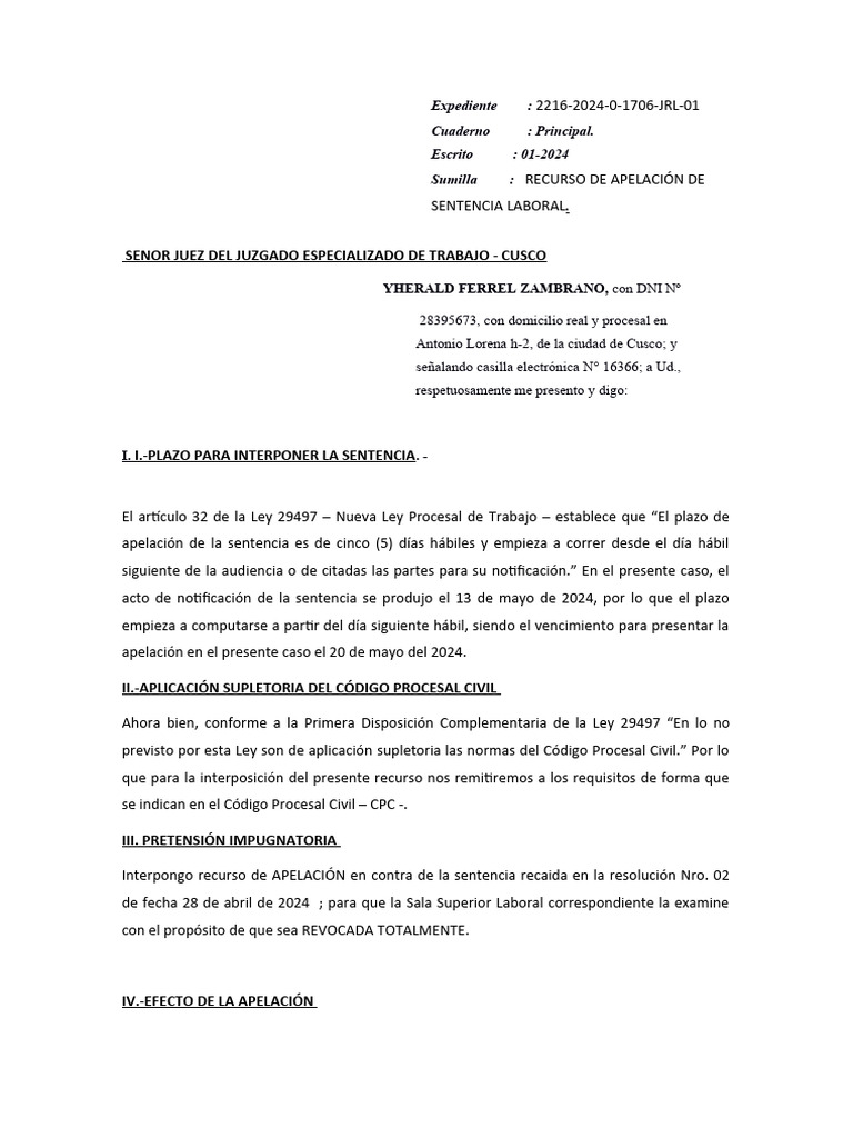 Apelacion | PDF | Apelación | Sentencia (ley)