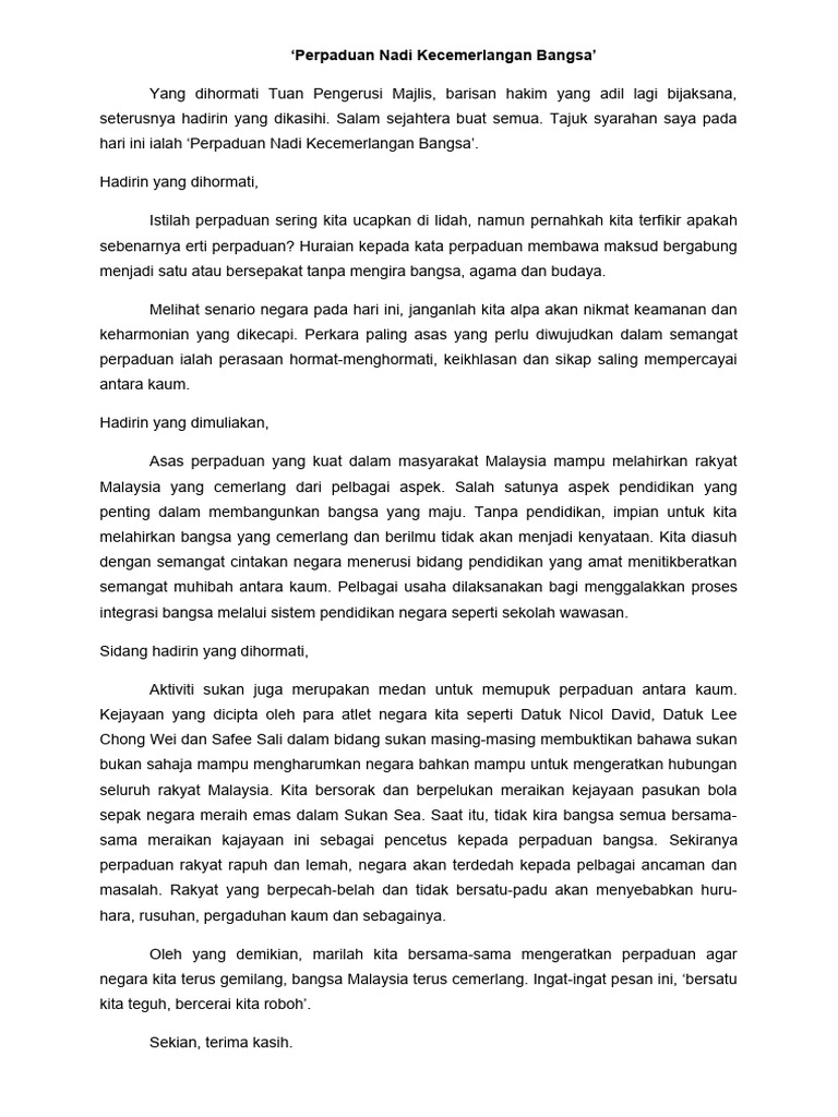 Teks Pertandingan Syarahan | PDF