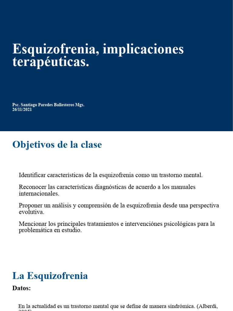 Presentación Esquizofrenia | PDF | Esquizofrenia | Terapia de conducta ...
