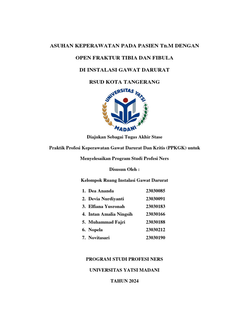 Askep Open Fraktur Tibia Dan Fibula (Igd) Fix | PDF | Kesehatan ...