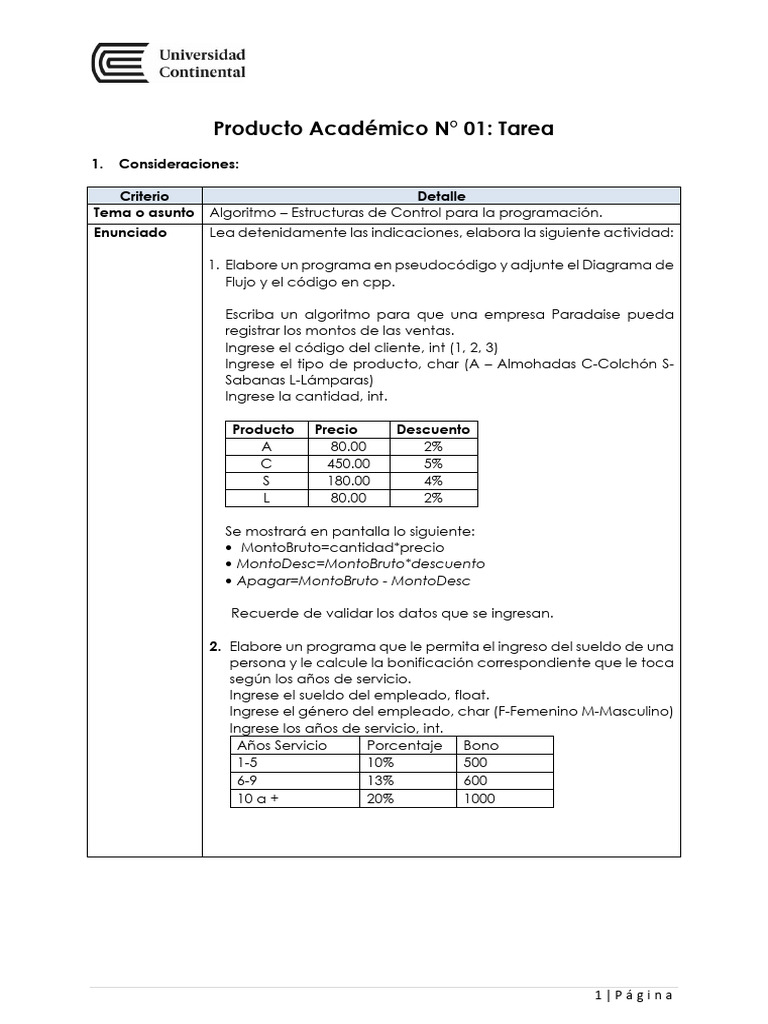 PA 01 Fundamentos Programacion | PDF | Caso de carta | C