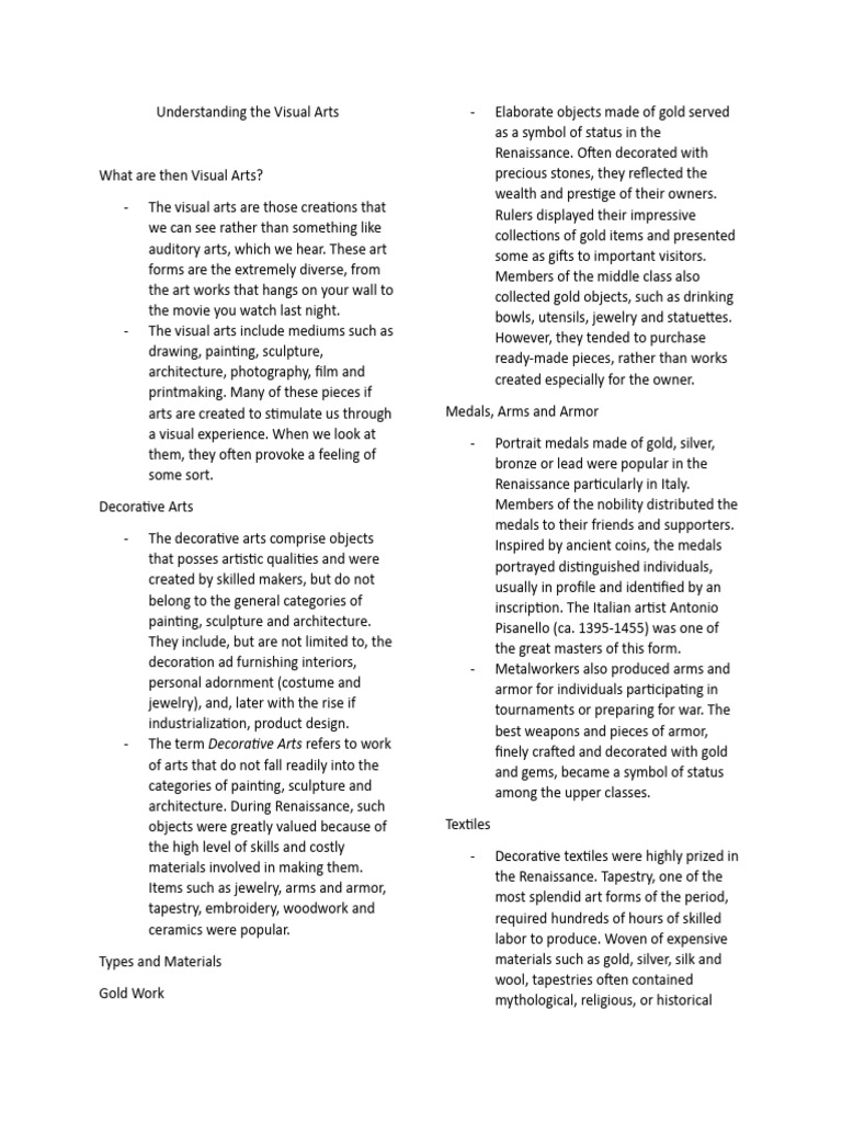 Overview of Visual Arts and Mediums | PDF | Paintings | Drawing