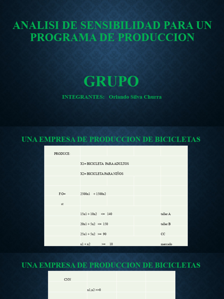 Analisi de Sensibilidad para Un Programa de Produccion | PDF | Ciencias económicas