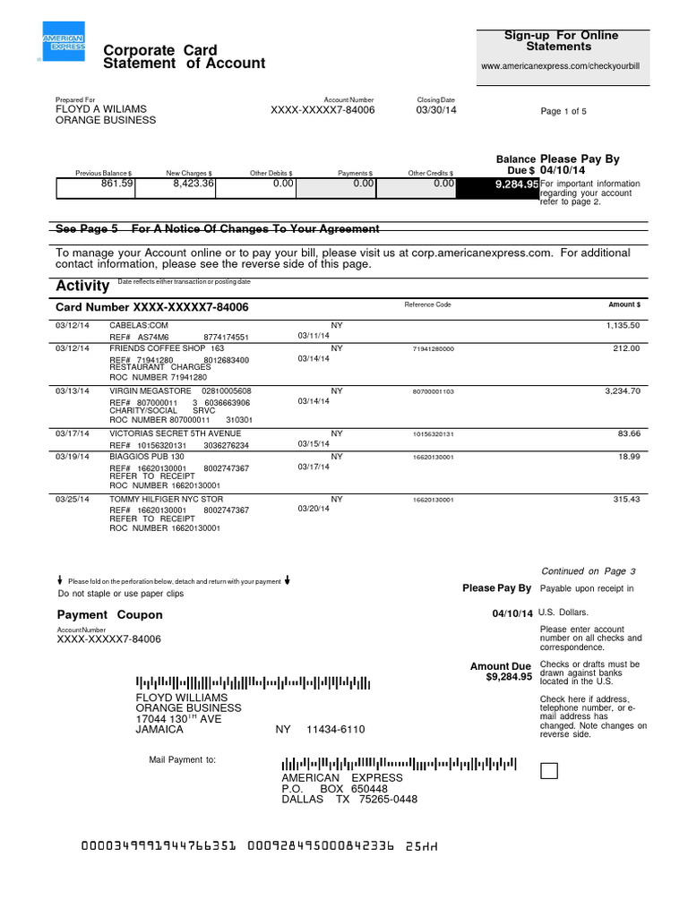 Amex Corporate Floyd | PDF | Receipt | American Express