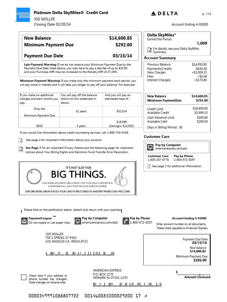 Amex - Delta - Statement Joe | PDF | Credit Card | American Express