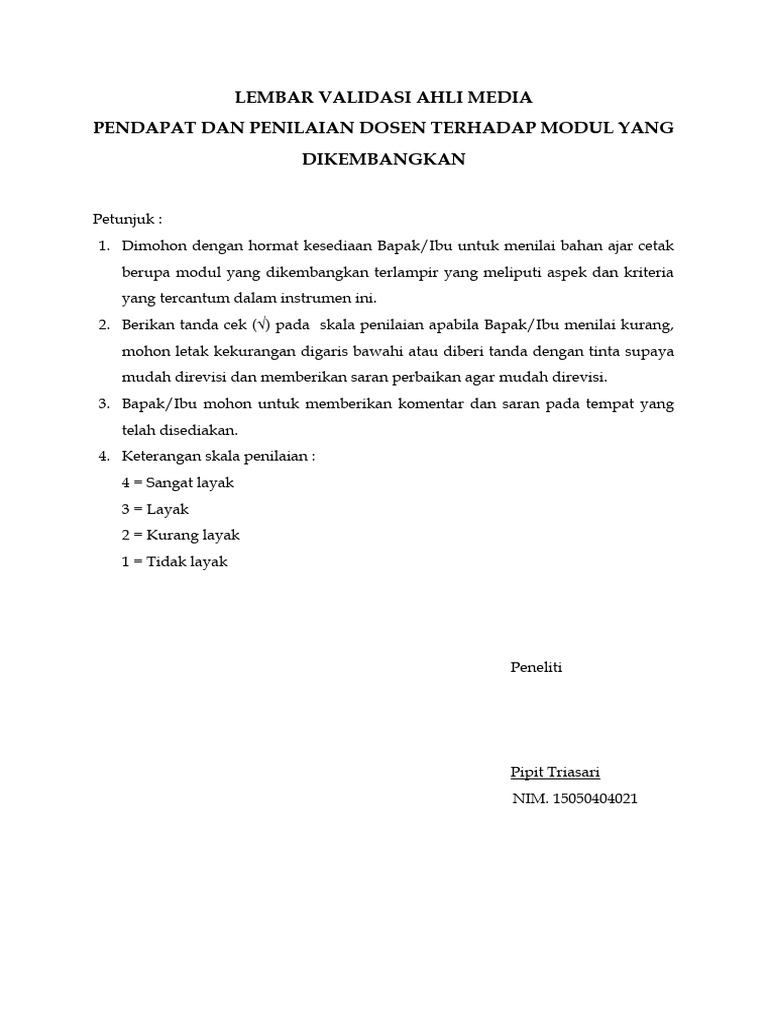 Lembar Validasi Ahli Media | PDF