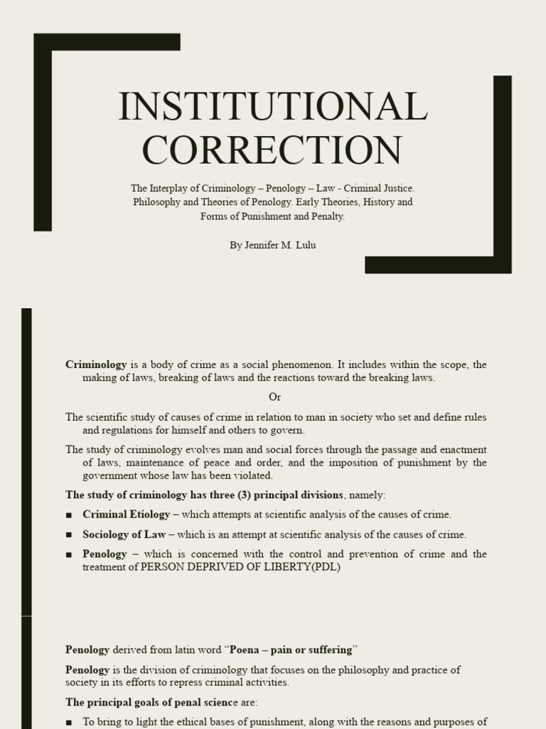 Overview of Penology in Criminology | PDF | Prison | Crimes